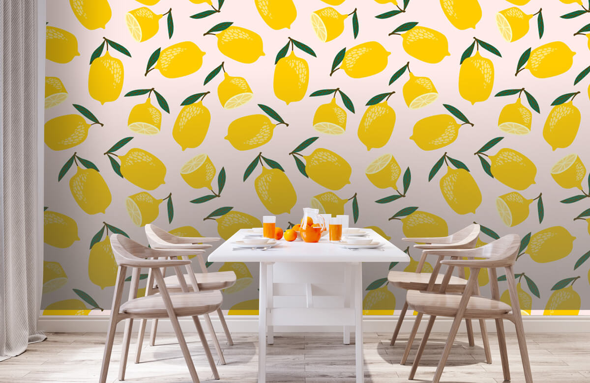 MOTIFS CITRON ROSE - papier peint