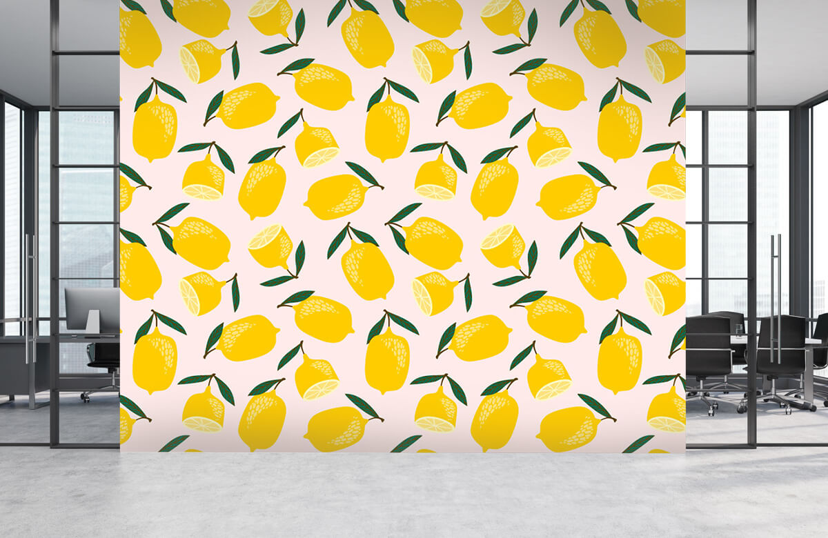 MOTIFS CITRON ROSE - papier peint
